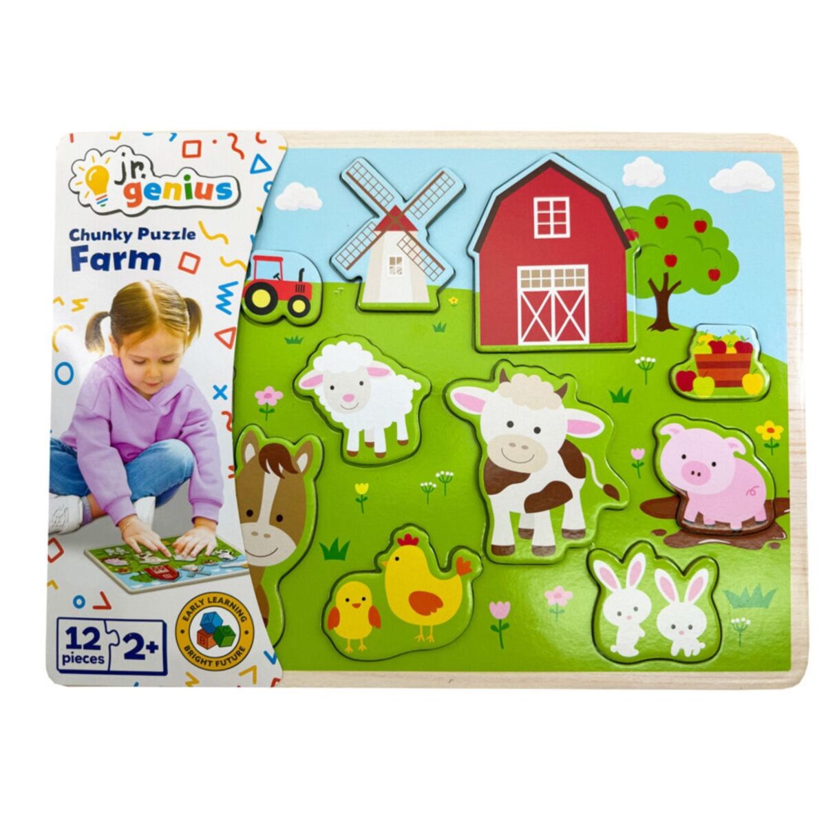 Jr.Genius Chunky Puzzle - Farm 12pce | Jedko