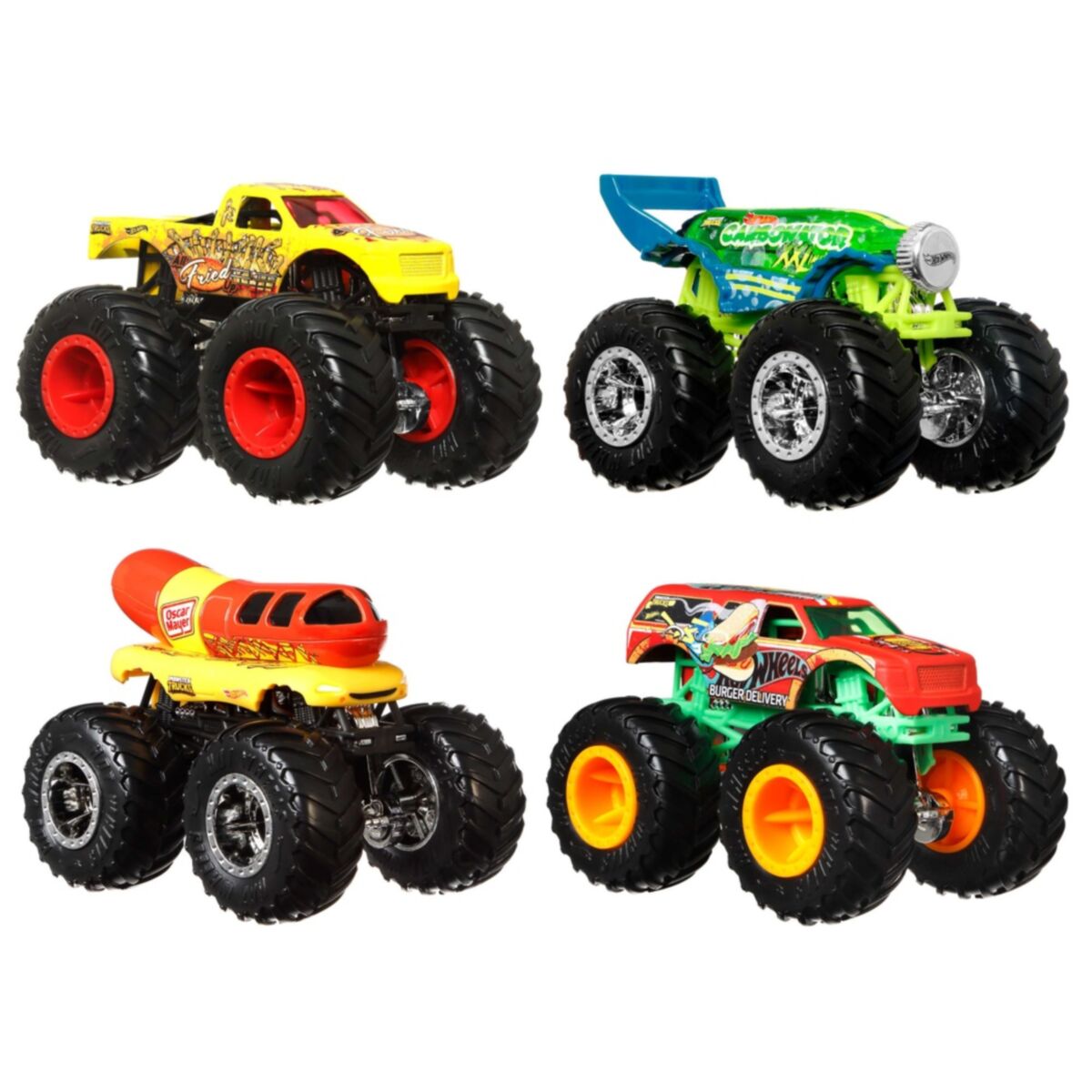 Hot Wheels - Monster Trucks - 1:64 4-Pack Assortment (6) | Jedko